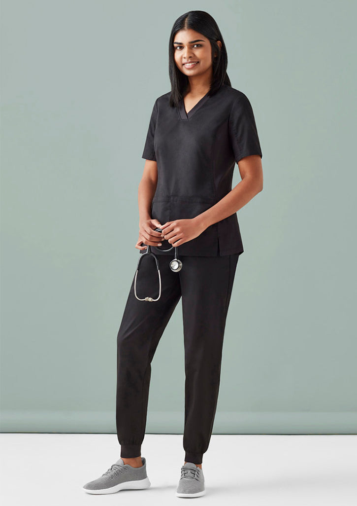 Womens Riley Stretch Scrub Top – Prestige Embroidery Bathurst